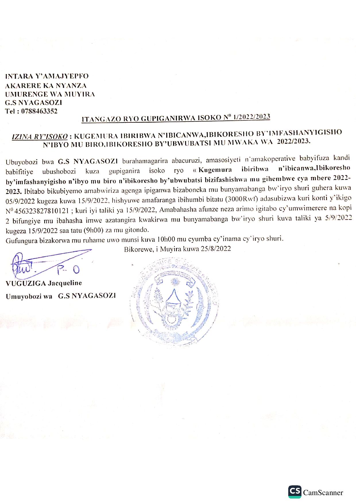 » GS NYAGISOZI: Isoko ryo kugemura ibiribwa n’ibicanwa, ibikoresho by ...