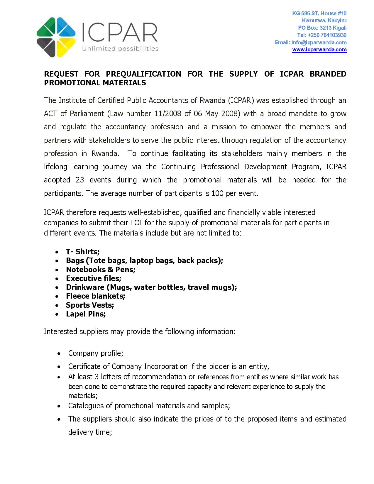 » ICPAR: Request for Prequalification for the supply of branded ...
