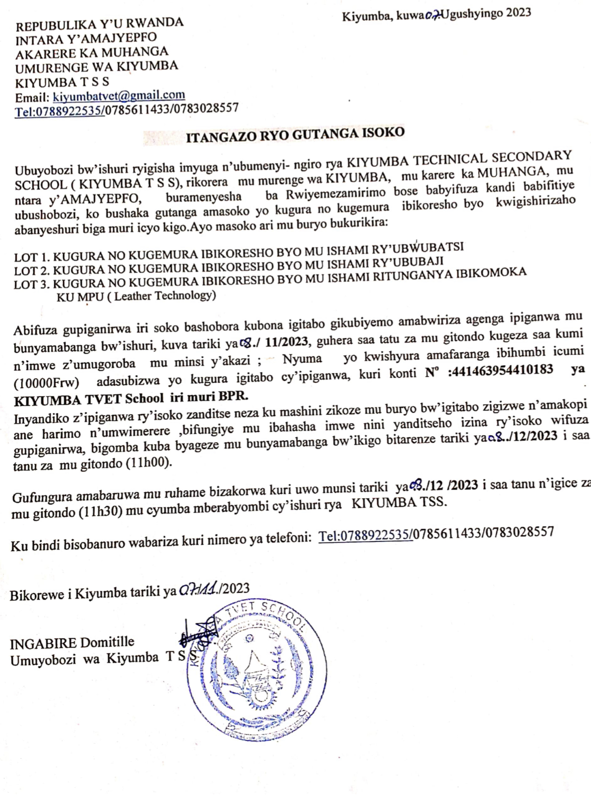 » KIYUMBA TSS: Isoko ryo kugemura ibikoresho byo mu ishami ry’ubwubatsi ...