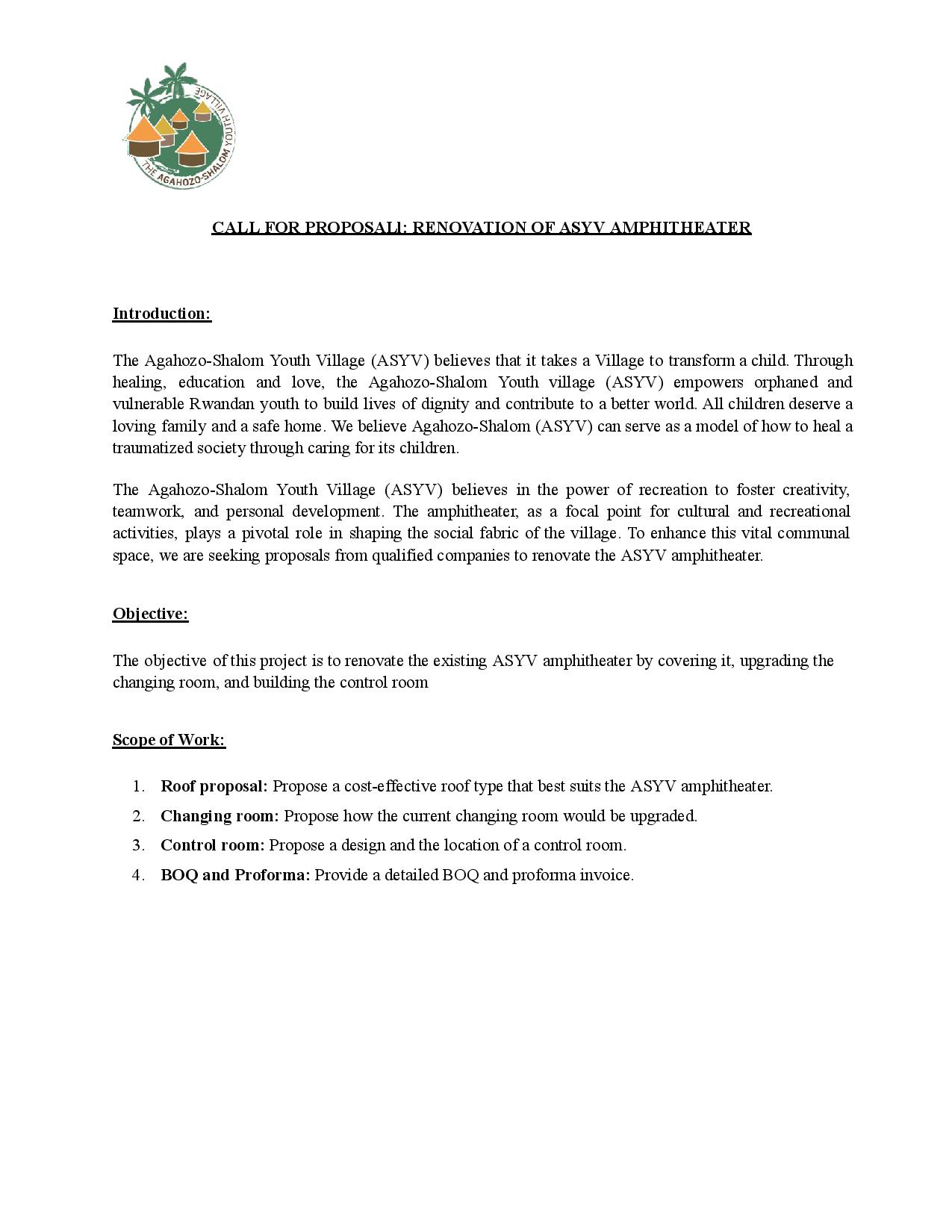 » The Agahozo-Shalom Youth Village (ASYV): Call for proposal to ...
