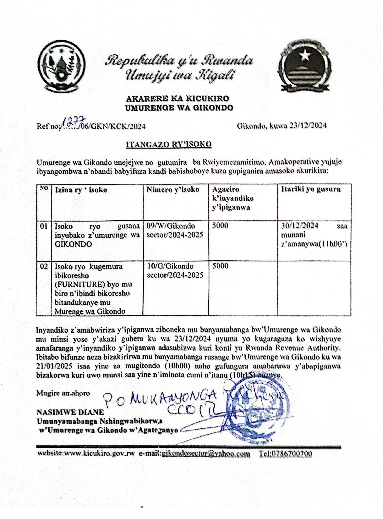 » UMURENGE WA GIKONDO: Isoko ryo gusana inyubako z’umurenge n’isoko ryo ...