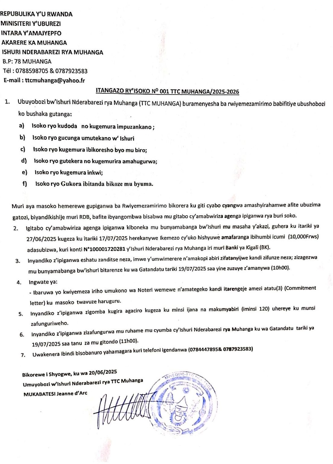 » TTC MUHANGA: Isoko ryo kudoda no kugemura impuzankano, iryo gucunga ...