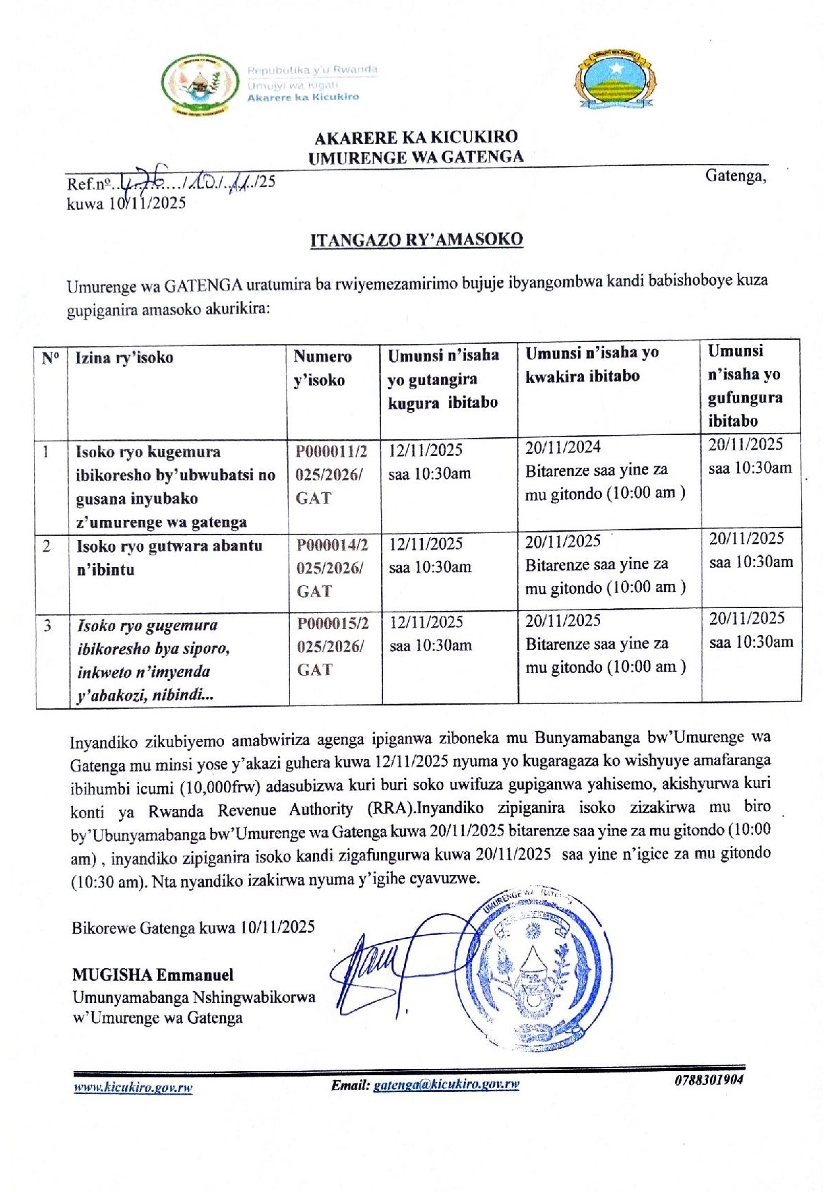 » UMURENGE WA GATENGA: Isoko ryo kugemura ibikoresho by’ubwubatsi no ...